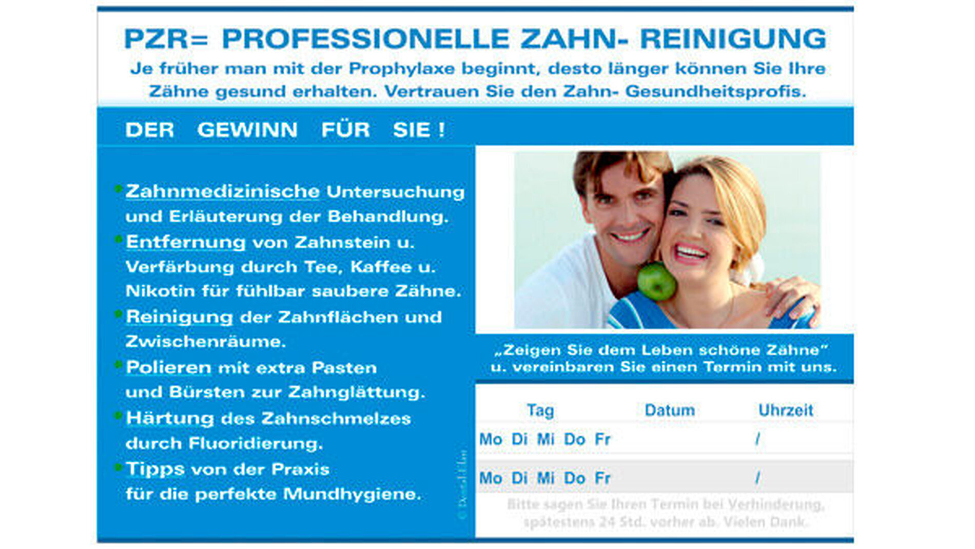 Dental-Elan: PZR-Flyer zur Terminvereinbarung - zm-online